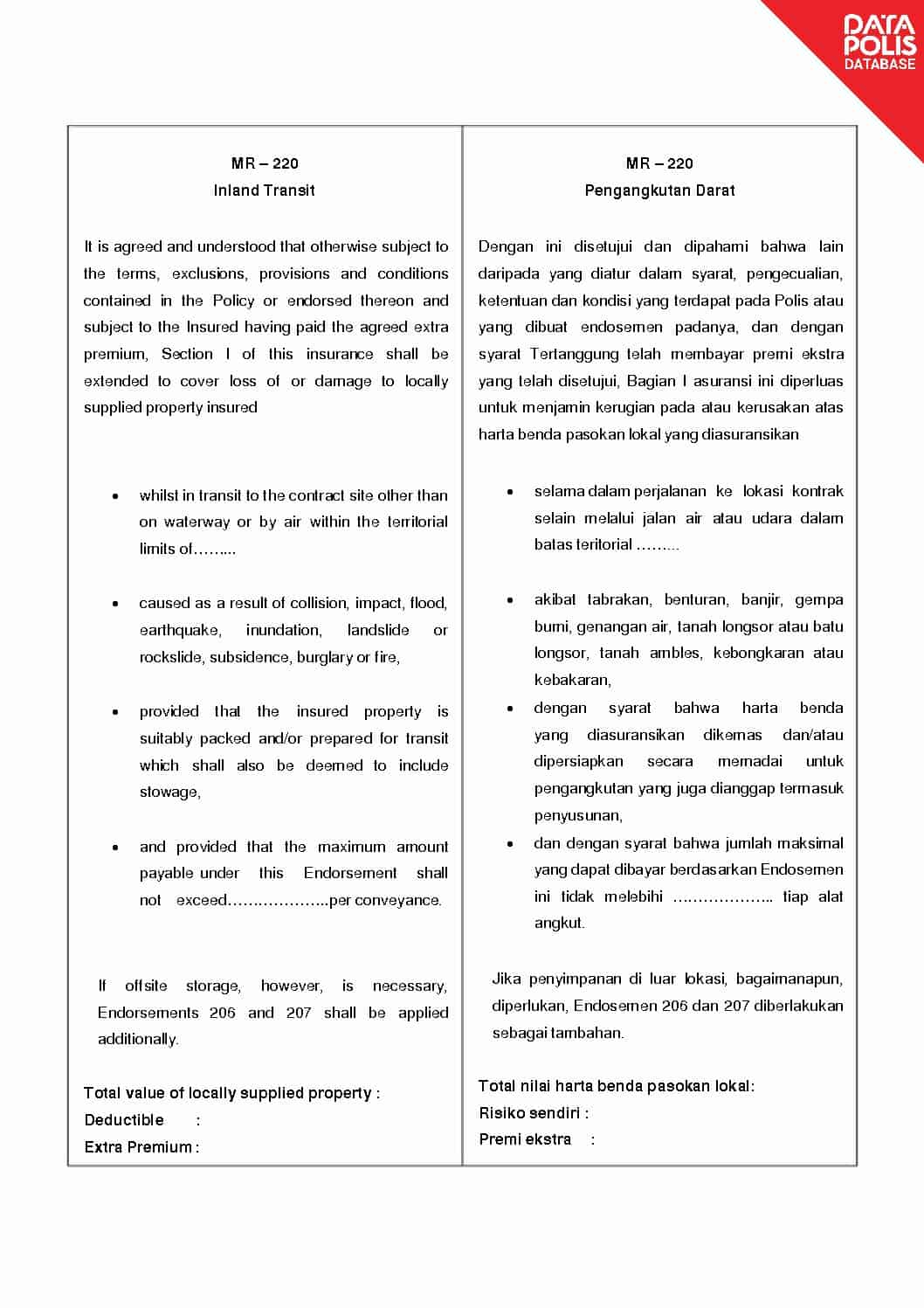 MR 220 – Inland Transit - Data Polis