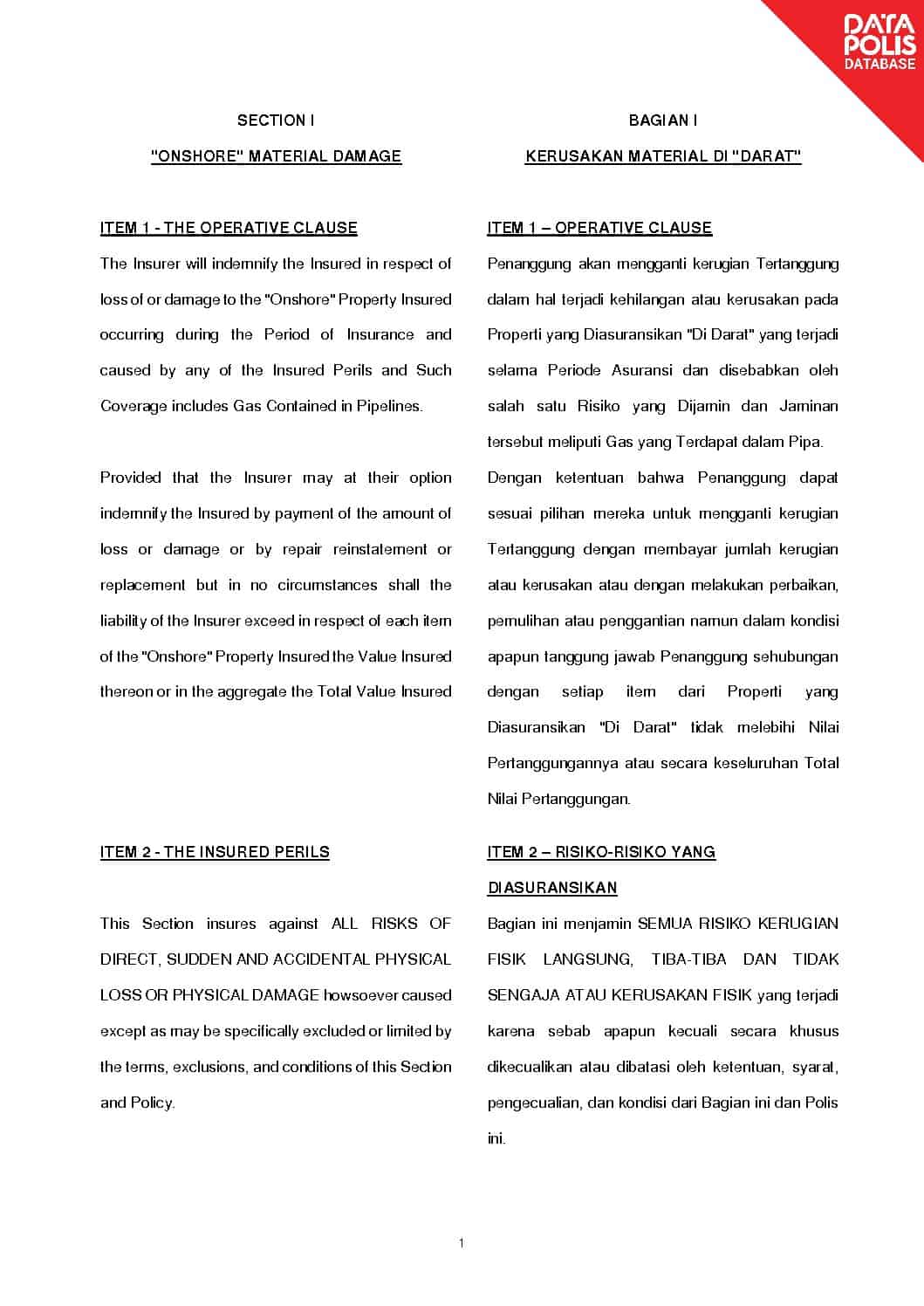 Onshore - Offshore Property Insurance - Data Polis